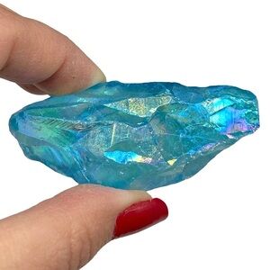 Accents | Blue Aura Clear Crystal Point Stone Titanium Ab Aurora ...